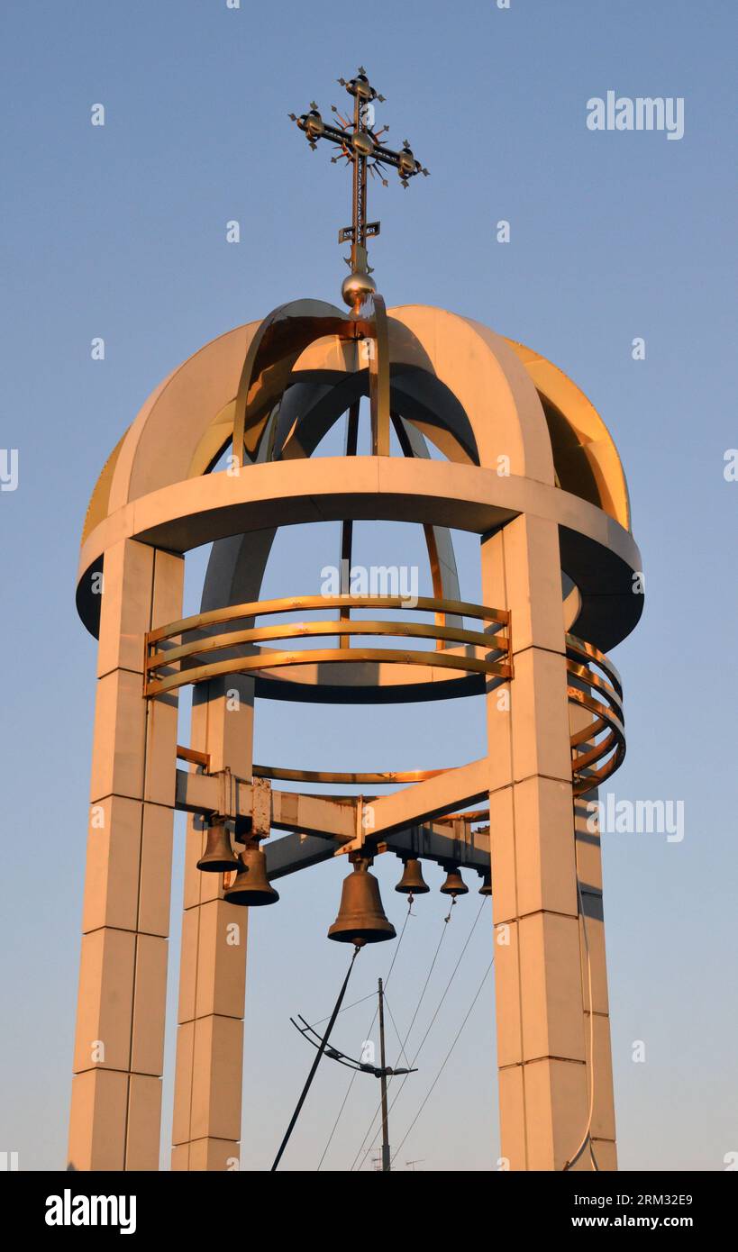 Orthodox dome with golden church and bells Stock Photo - Alamy