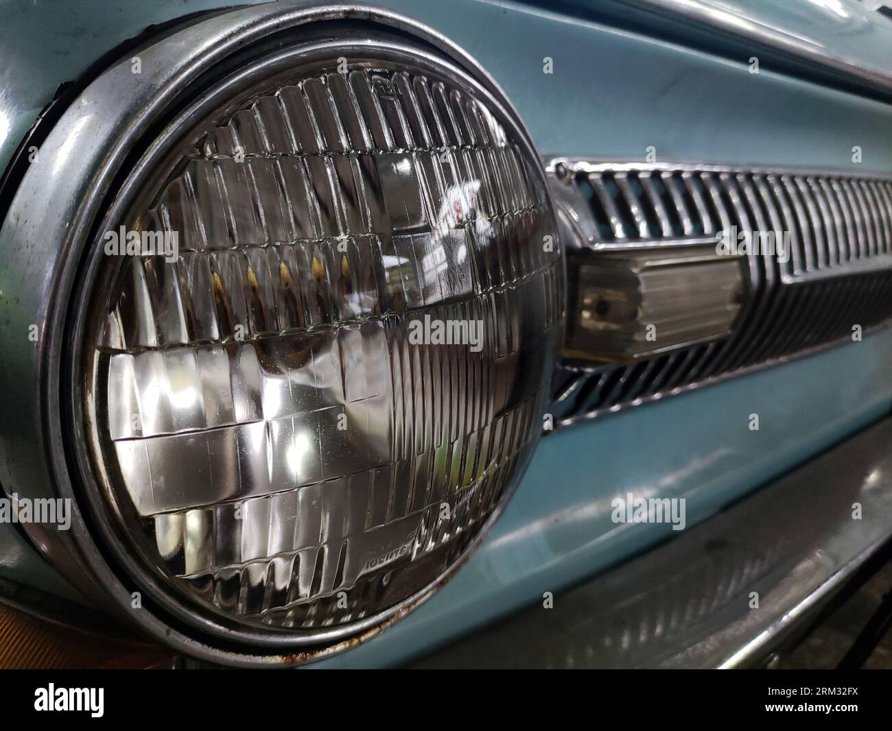 Old retro car headlight close view photo, automobile background Stock ...