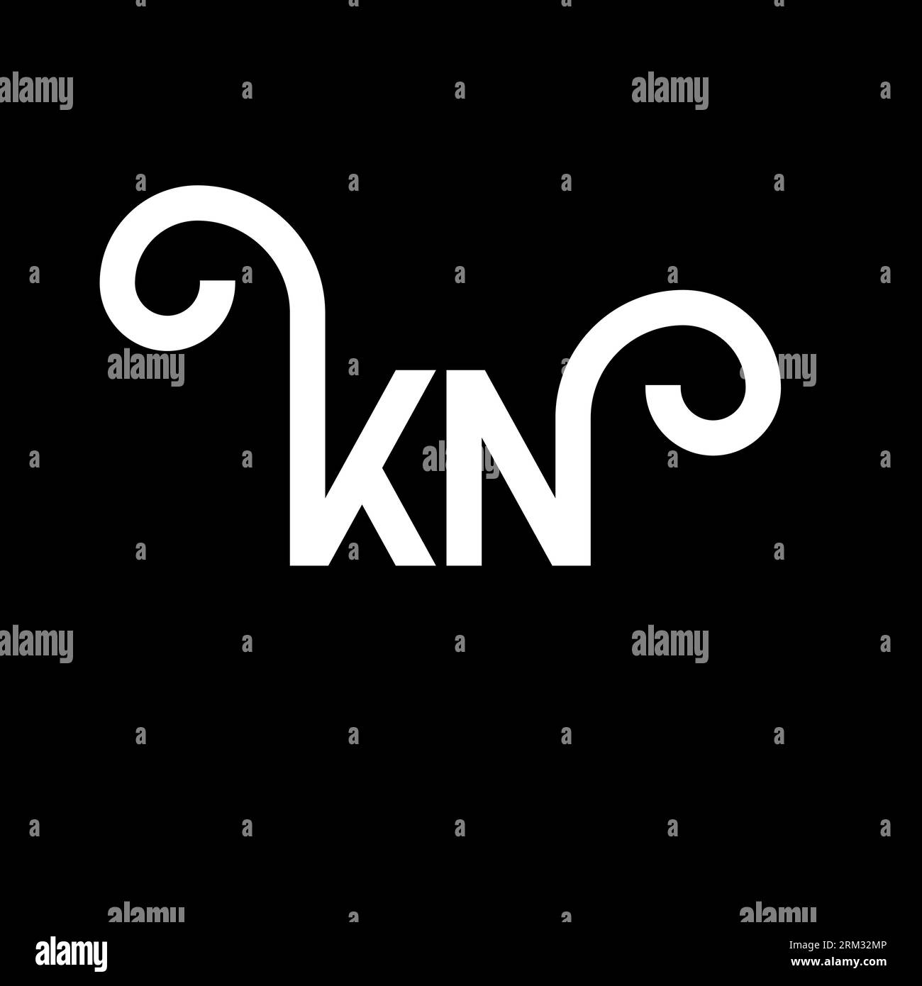 KN letter logo design on black background. KN creative initials letter ...