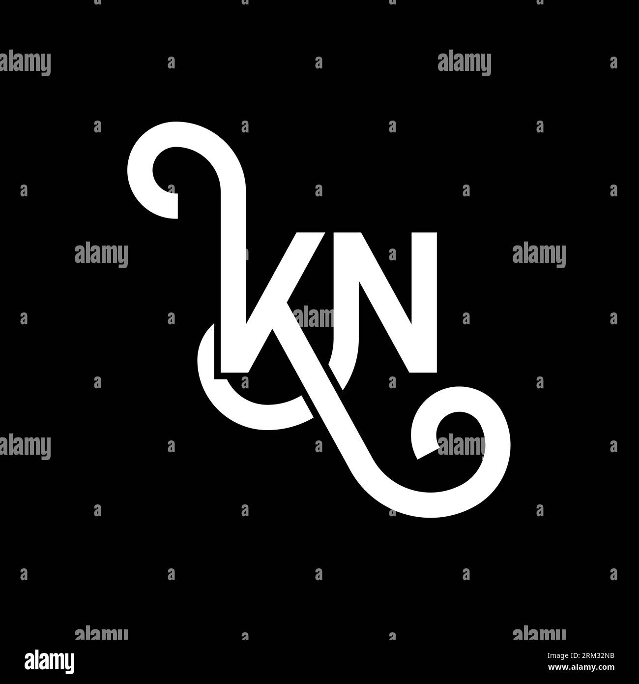 KN letter logo design on black background. KN creative initials letter ...