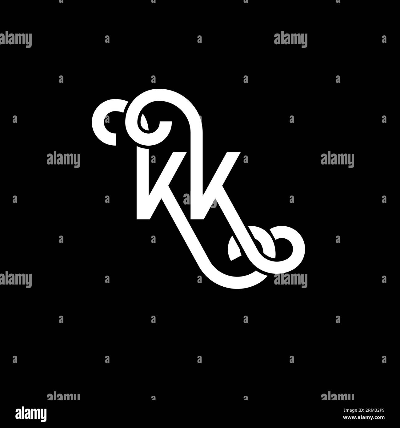 KK letter logo design on black background. KK creative initials letter ...
