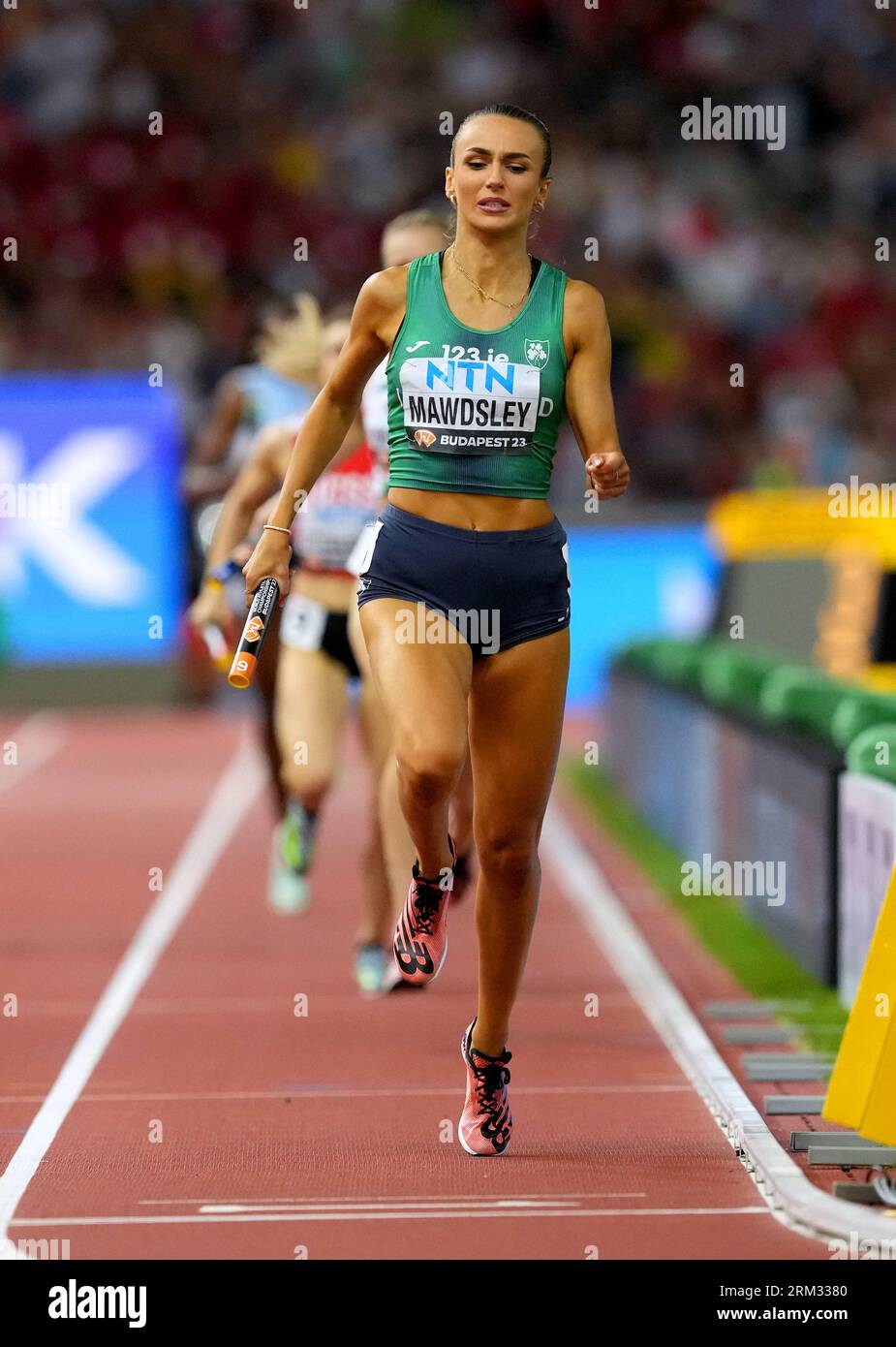 Ireland's Sharlene Mawdsley crosses the finish line as she competes in ...