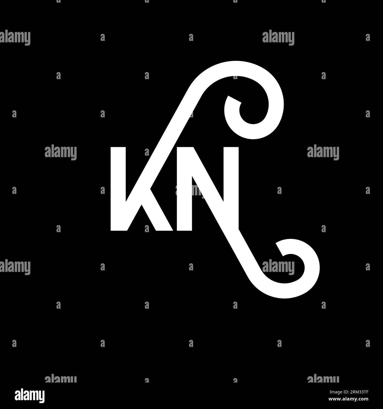 KN letter logo design on black background. KN creative initials letter ...