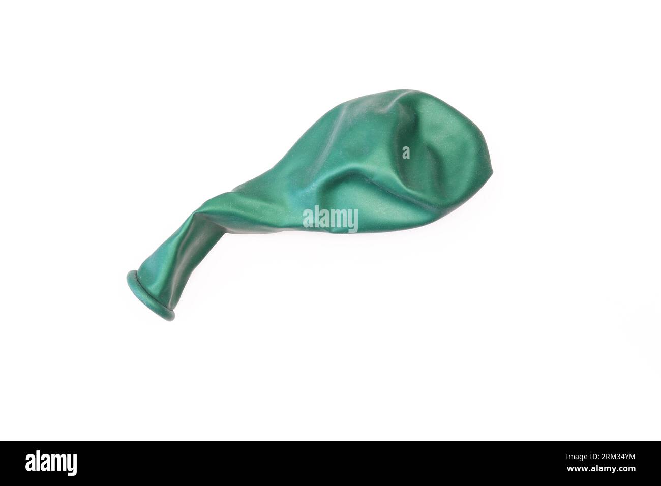 Single deflated green balloon isolated on white background Stock Photo ...