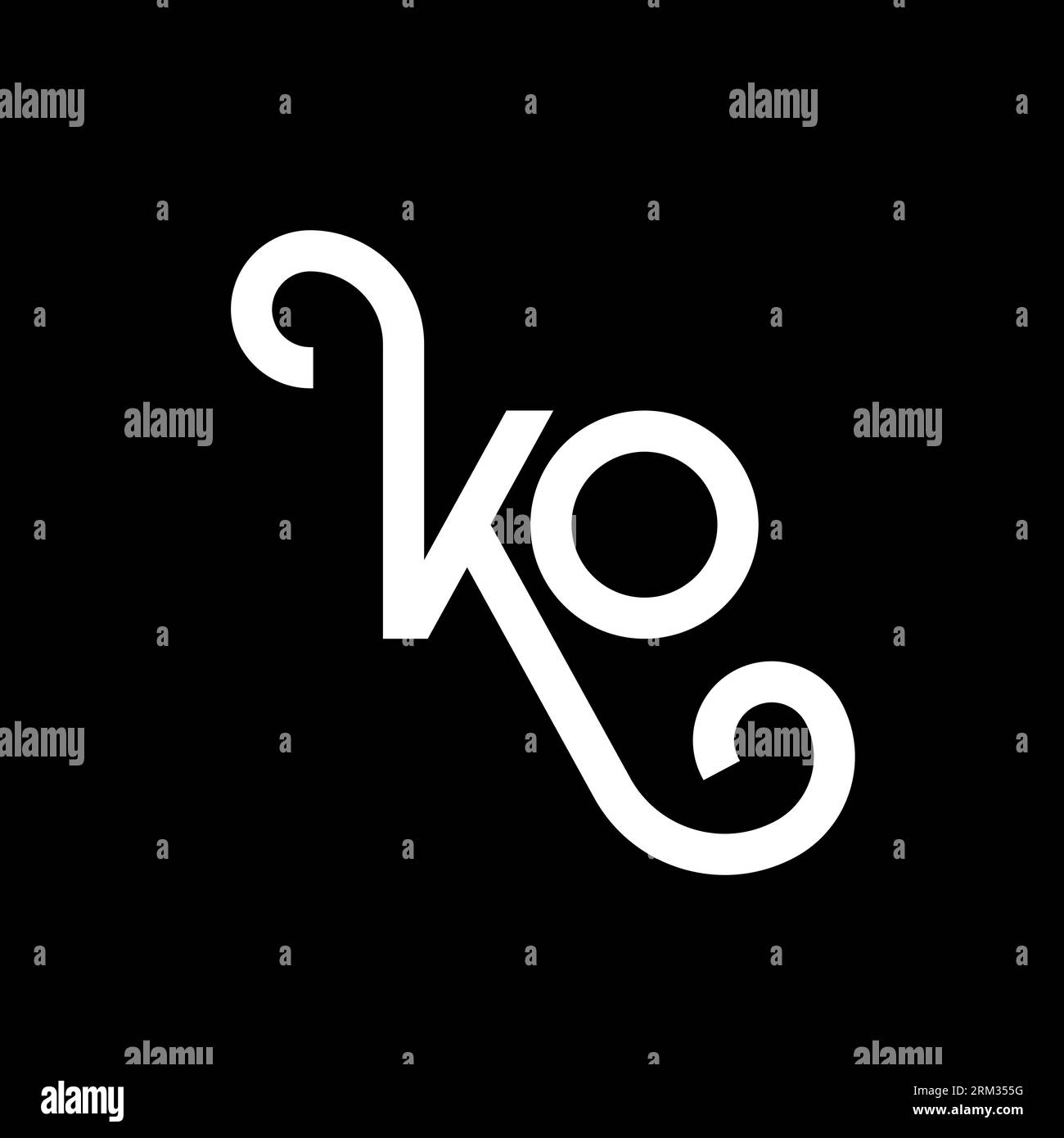 KO letter logo design on black background. KO creative initials letter ...