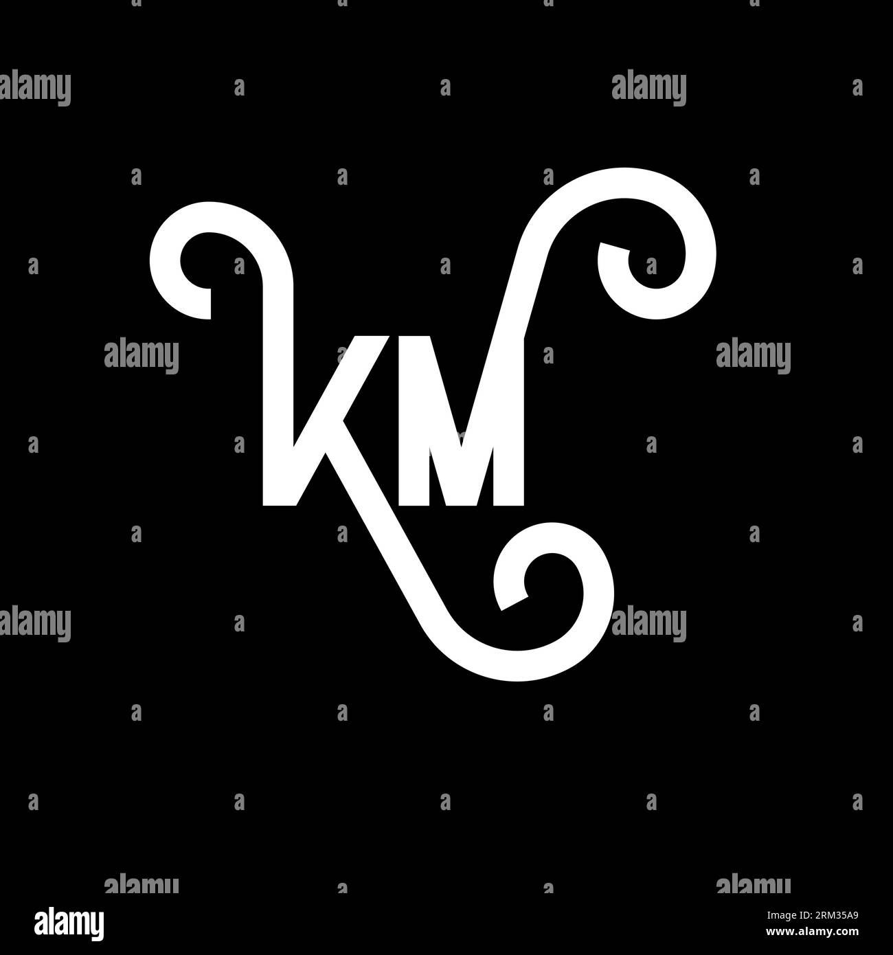 KM letter logo design on black background. KM creative initials letter ...