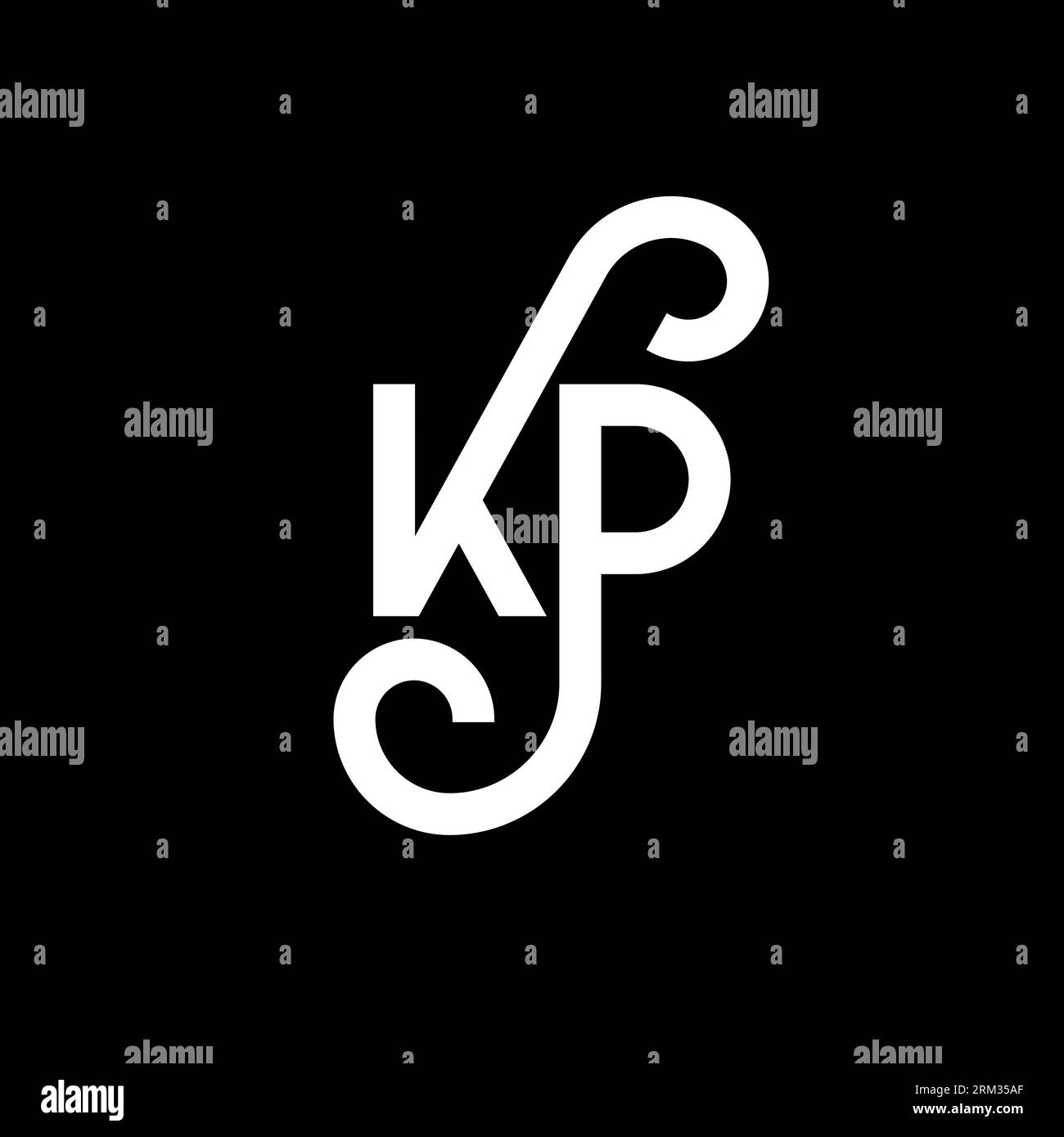 KP letter logo design on black background. KP creative initials letter ...