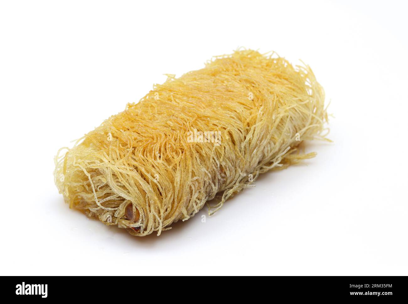 Single turkish delight kadaif finger dessert isolated on white ...