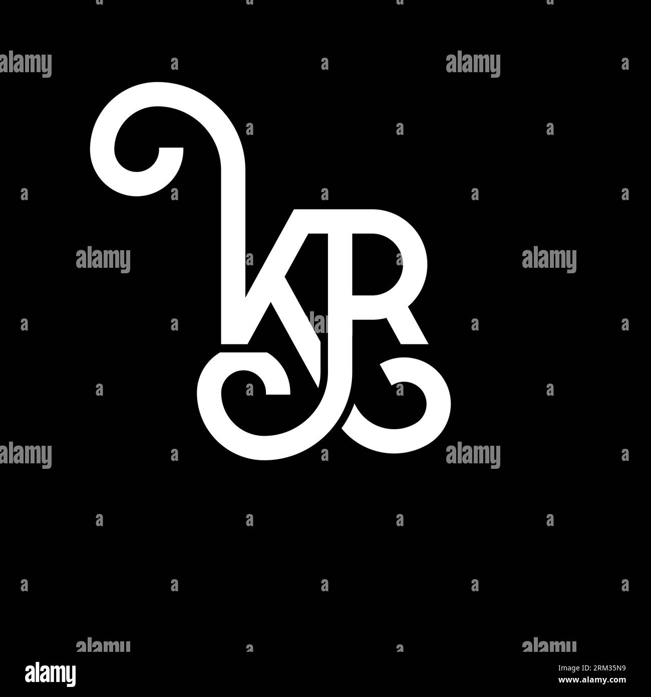KR letter logo design on black background. KR creative initials letter ...