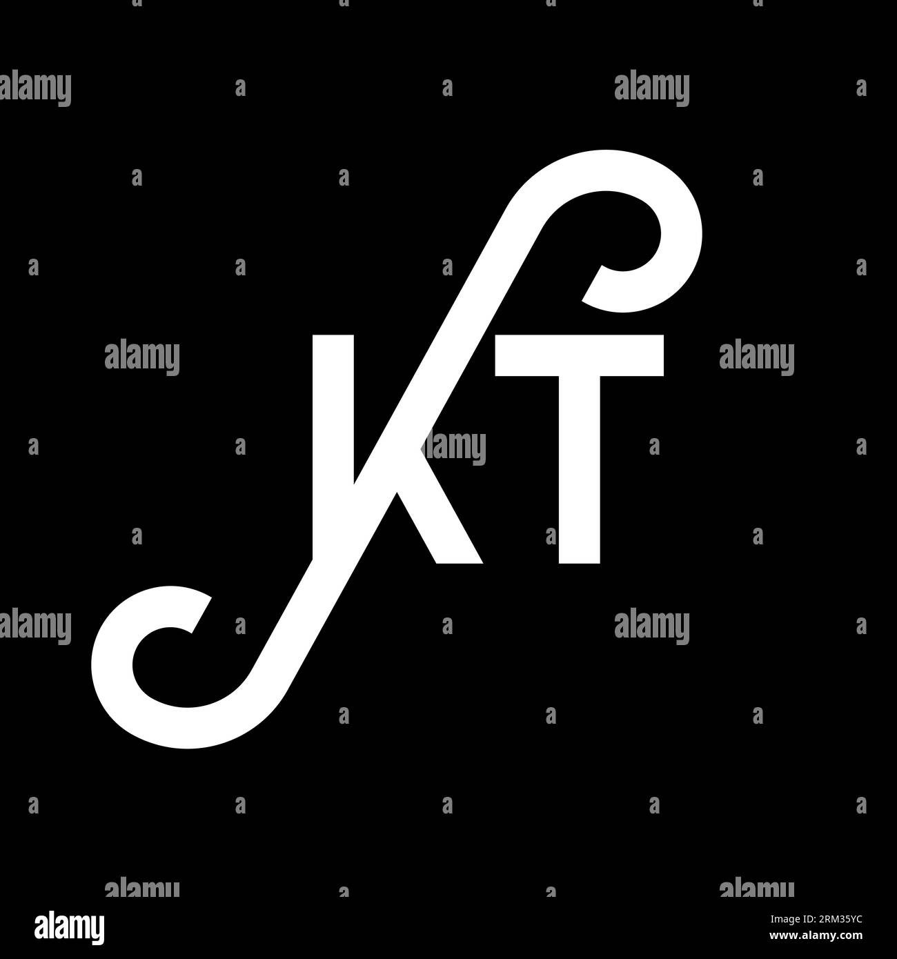 KT letter logo design on black background. KT creative initials letter ...