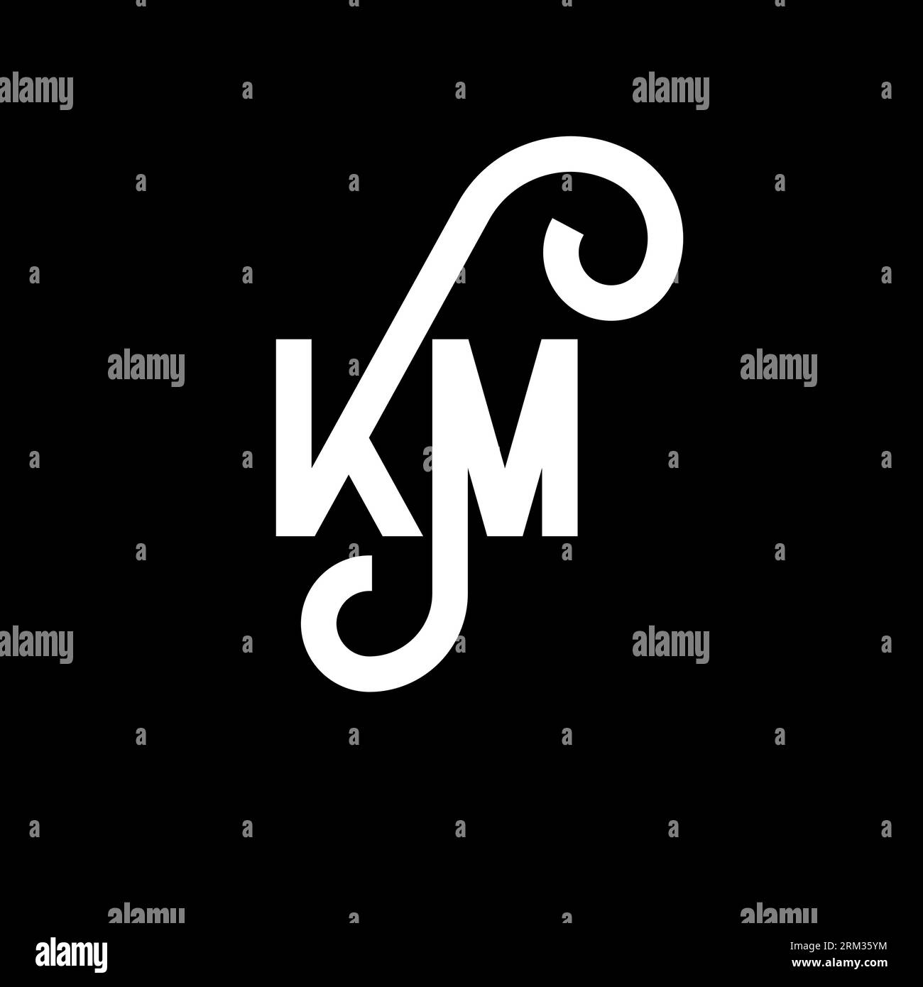 KM letter logo design on black background. KM creative initials letter ...