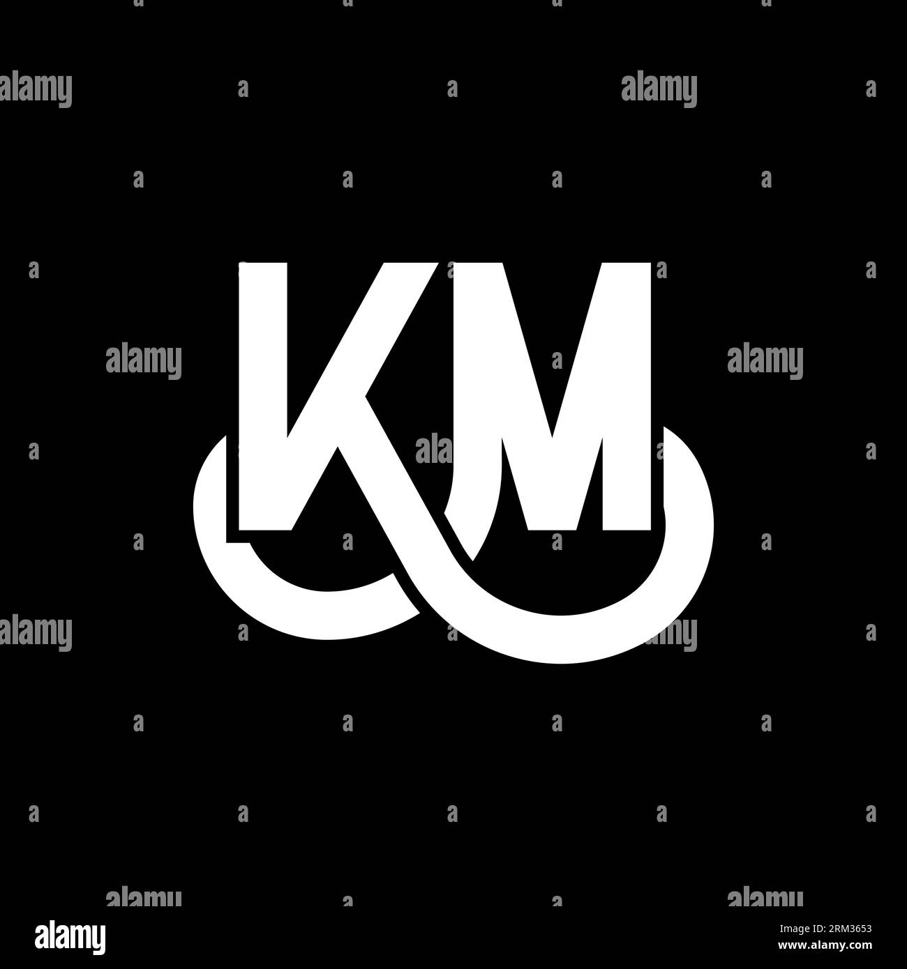 KM letter logo design on black background. KM creative initials letter ...