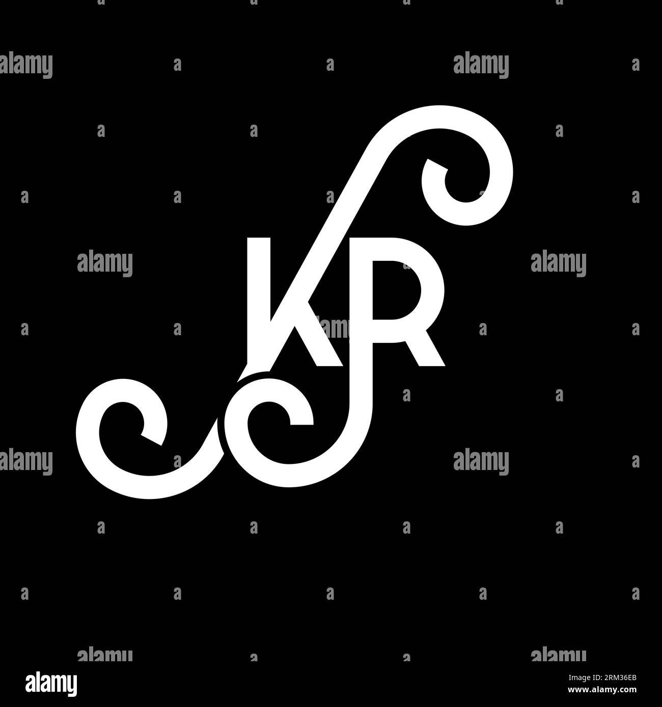 KR letter logo design on black background. KR creative initials letter ...