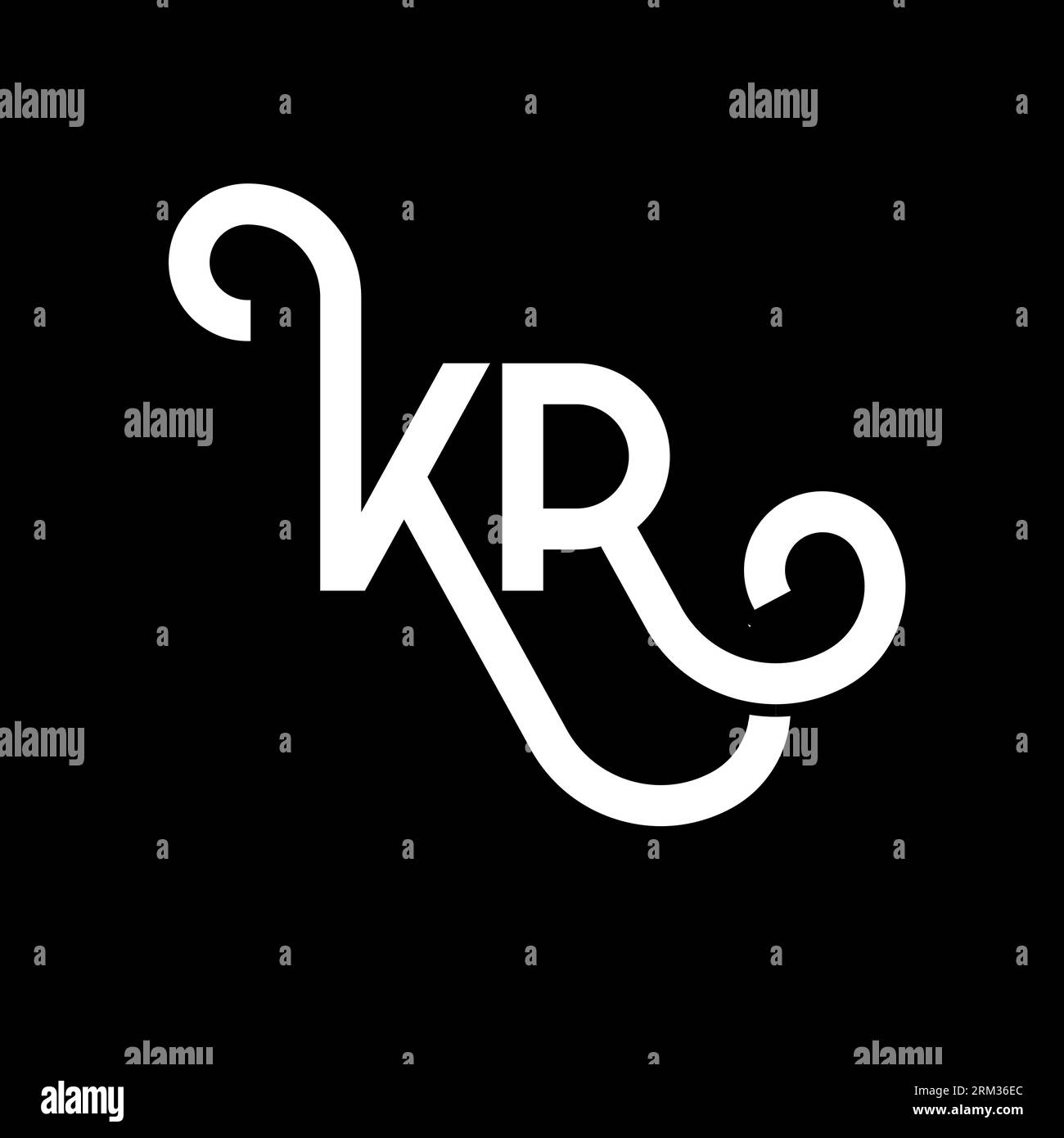 KR letter logo design on black background. KR creative initials letter ...