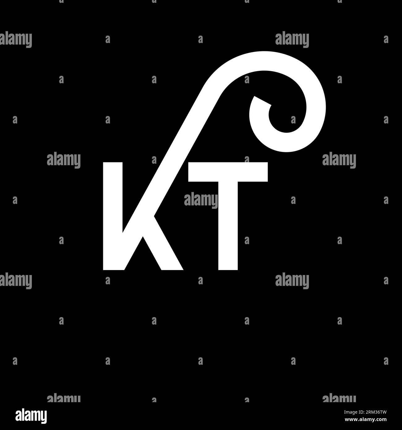 KT letter logo design on black background. KT creative initials letter ...