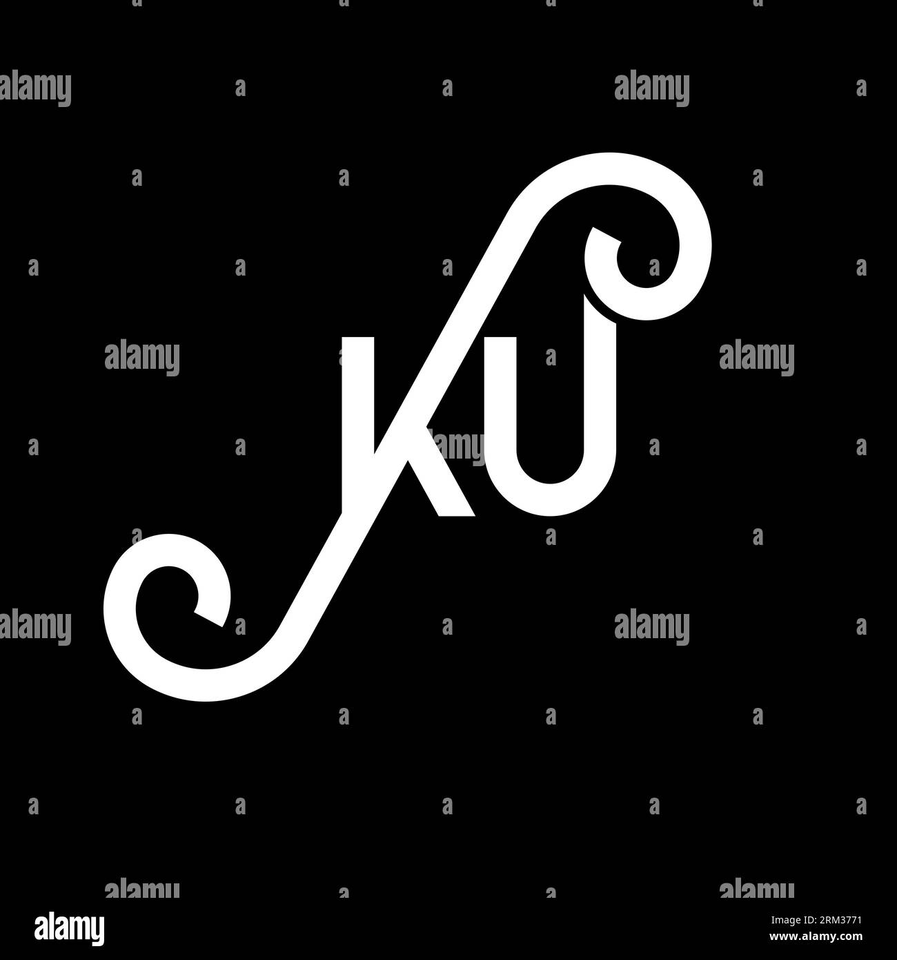 KU letter logo design on black background. KU creative initials letter ...