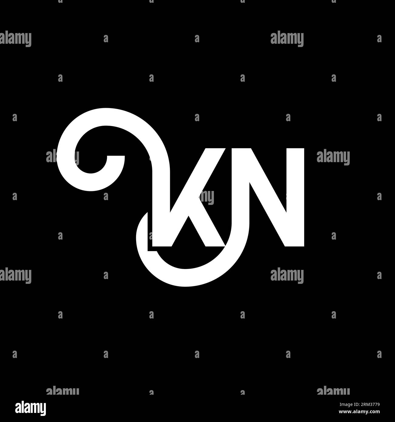 KN letter logo design on black background. KN creative initials letter ...