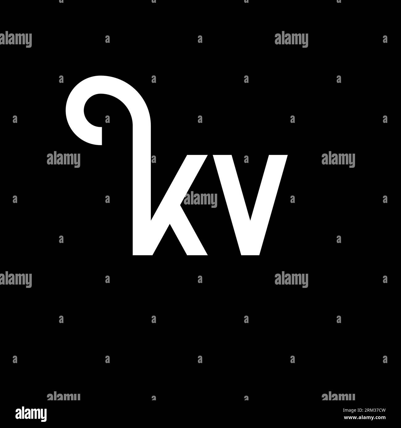 KV letter logo design on black background. KV creative initials letter ...