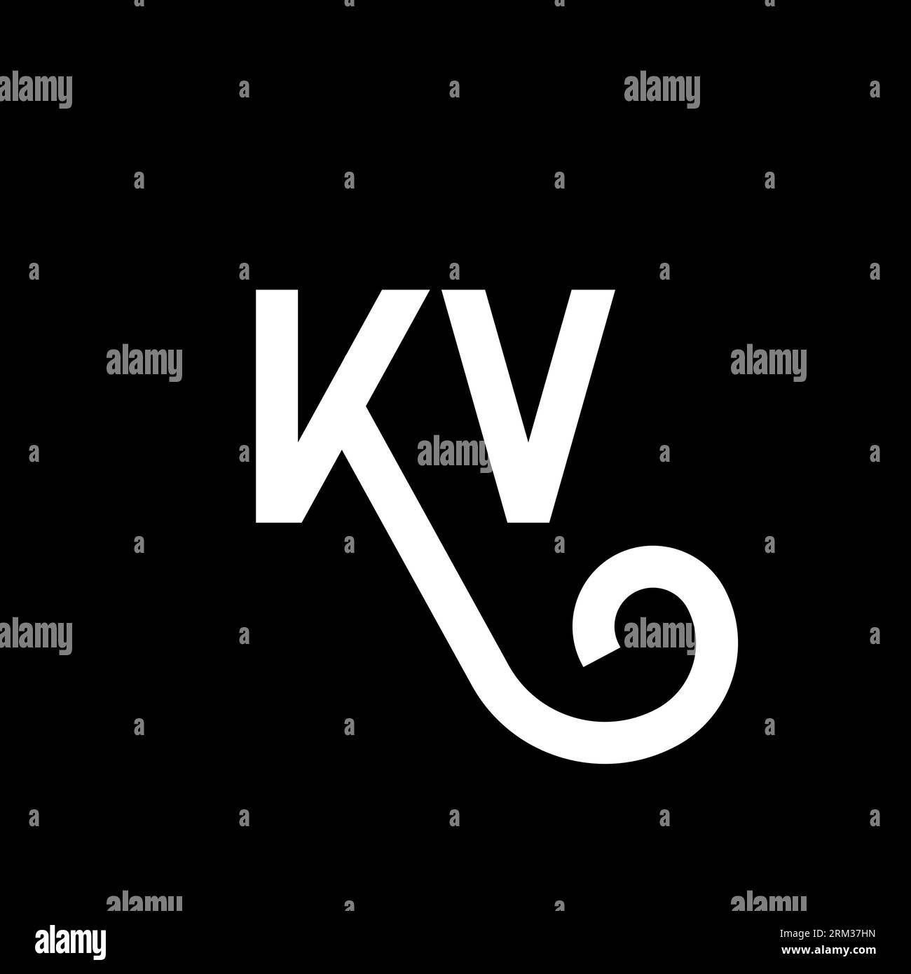 KV letter logo design on black background. KV creative initials letter ...