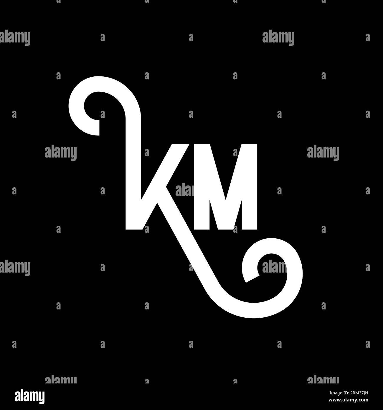 KM letter logo design on black background. KM creative initials letter ...