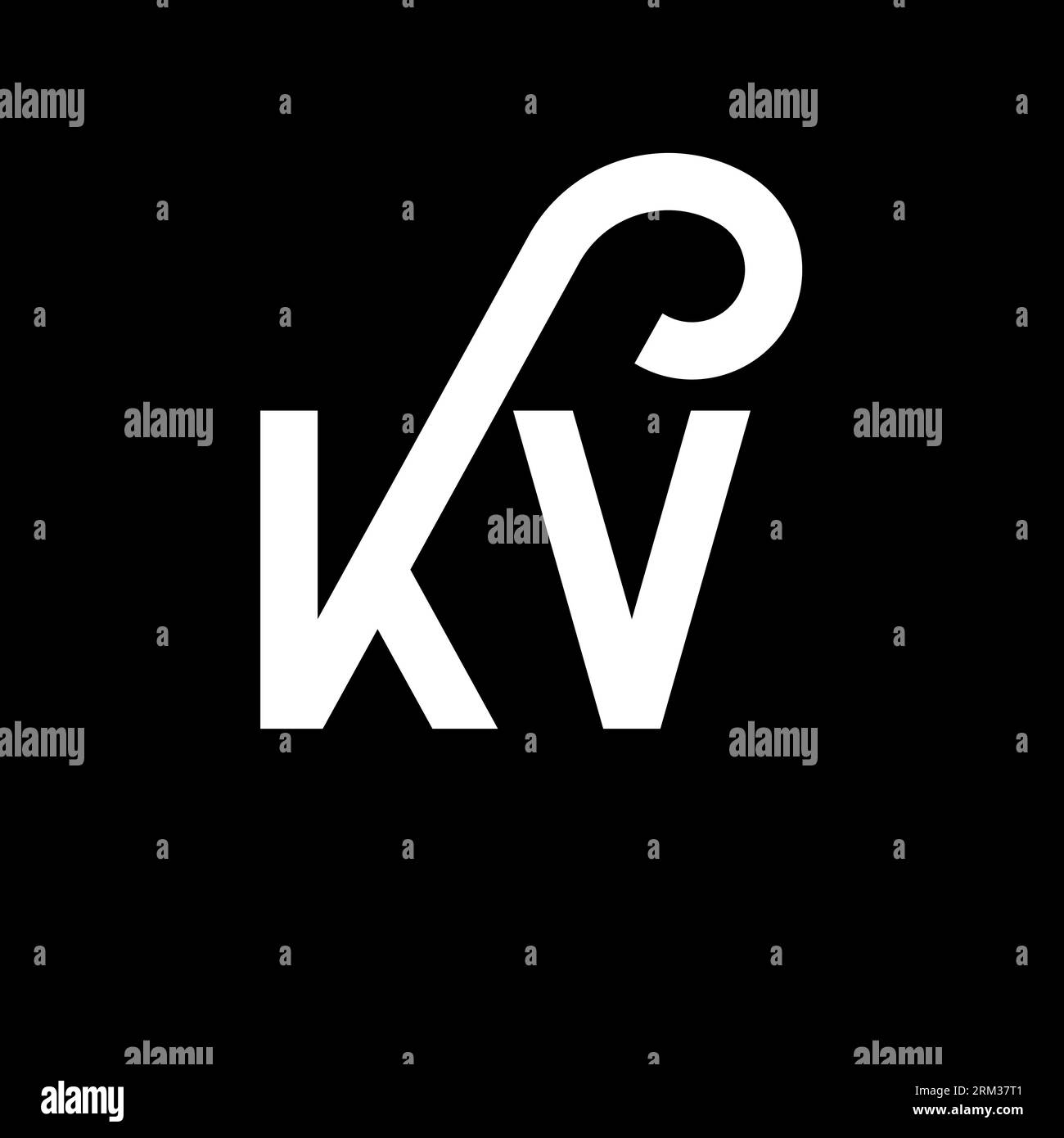 KV letter logo design on black background. KV creative initials letter ...