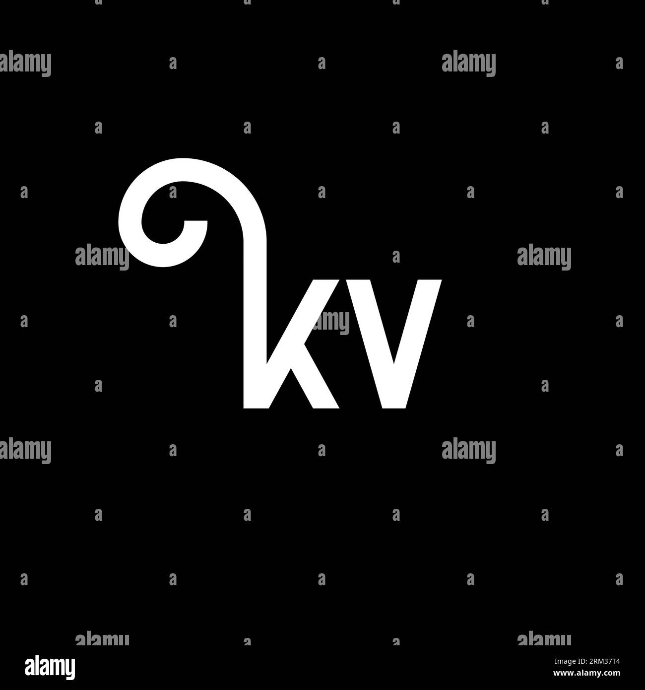 KV letter logo design on black background. KV creative initials letter ...