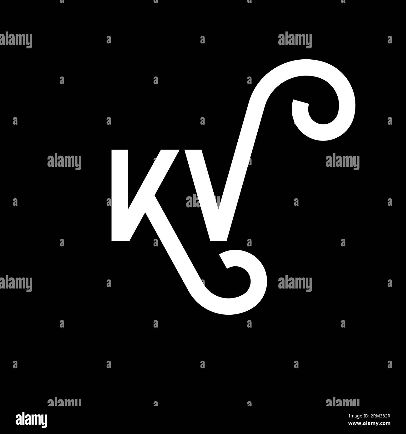 KV letter logo design on black background. KV creative initials letter ...