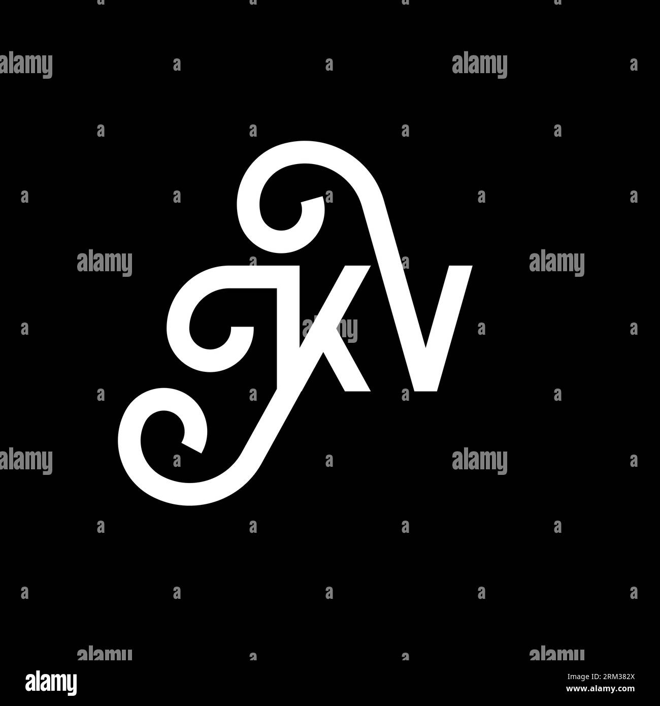KV letter logo design on black background. KV creative initials letter ...