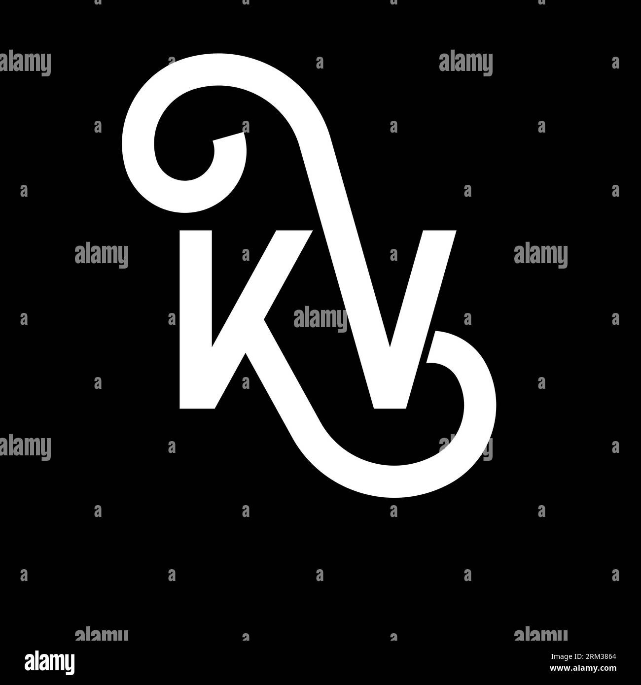 KV letter logo design on black background. KV creative initials letter ...