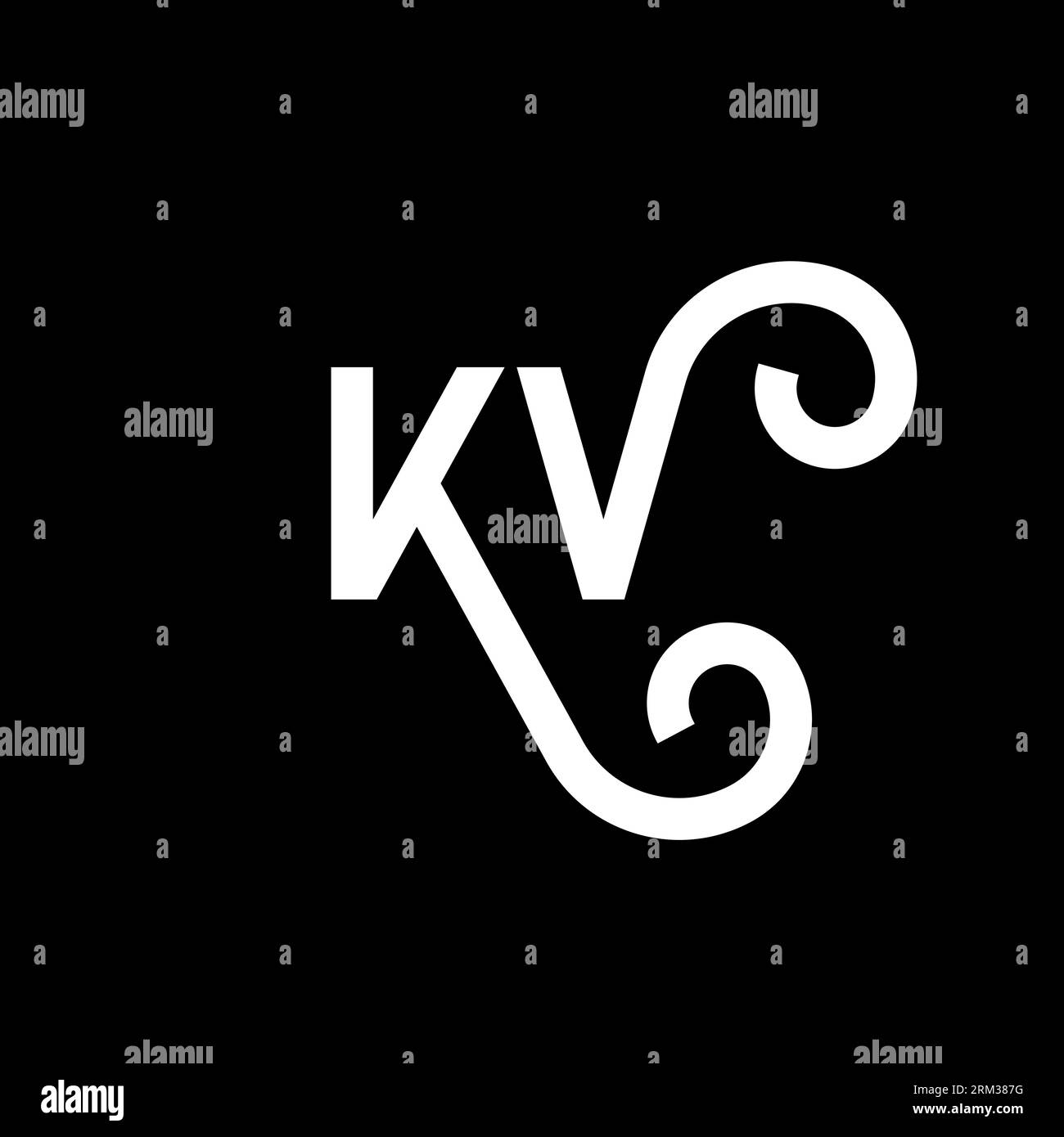 KV letter logo design on black background. KV creative initials letter ...