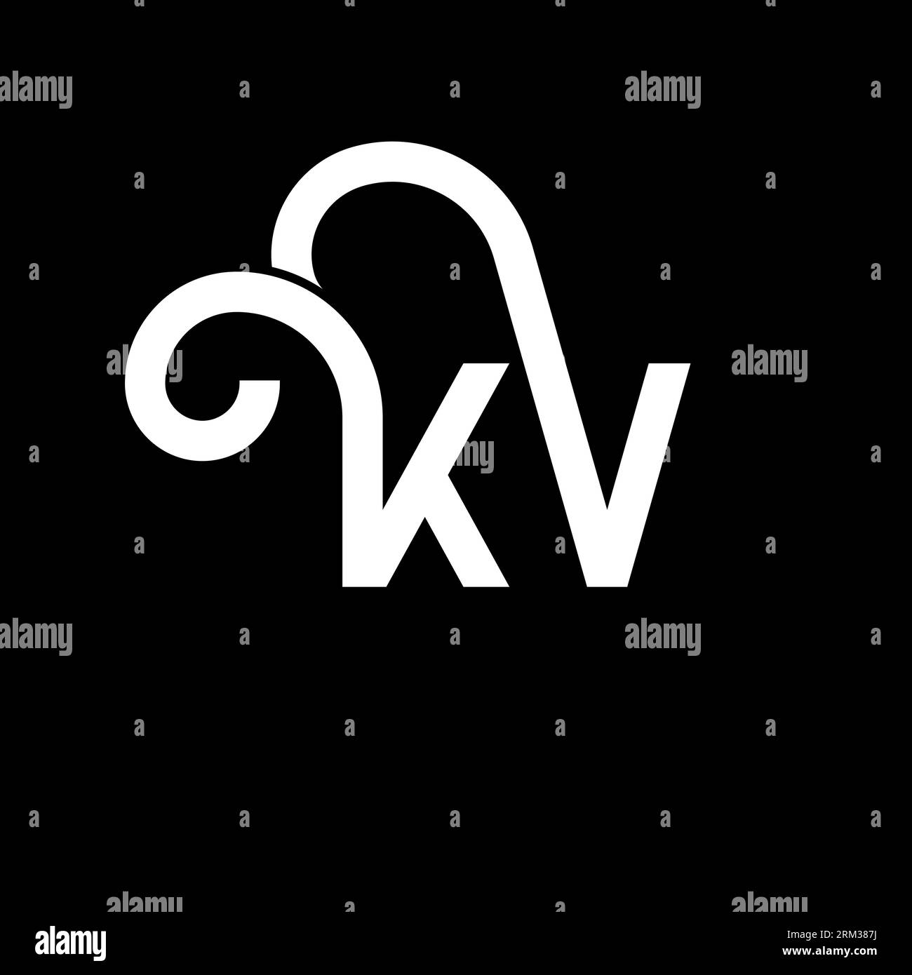 KV letter logo design on black background. KV creative initials letter ...