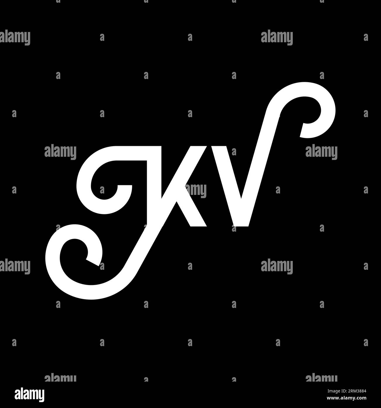 KV letter logo design on black background. KV creative initials letter ...