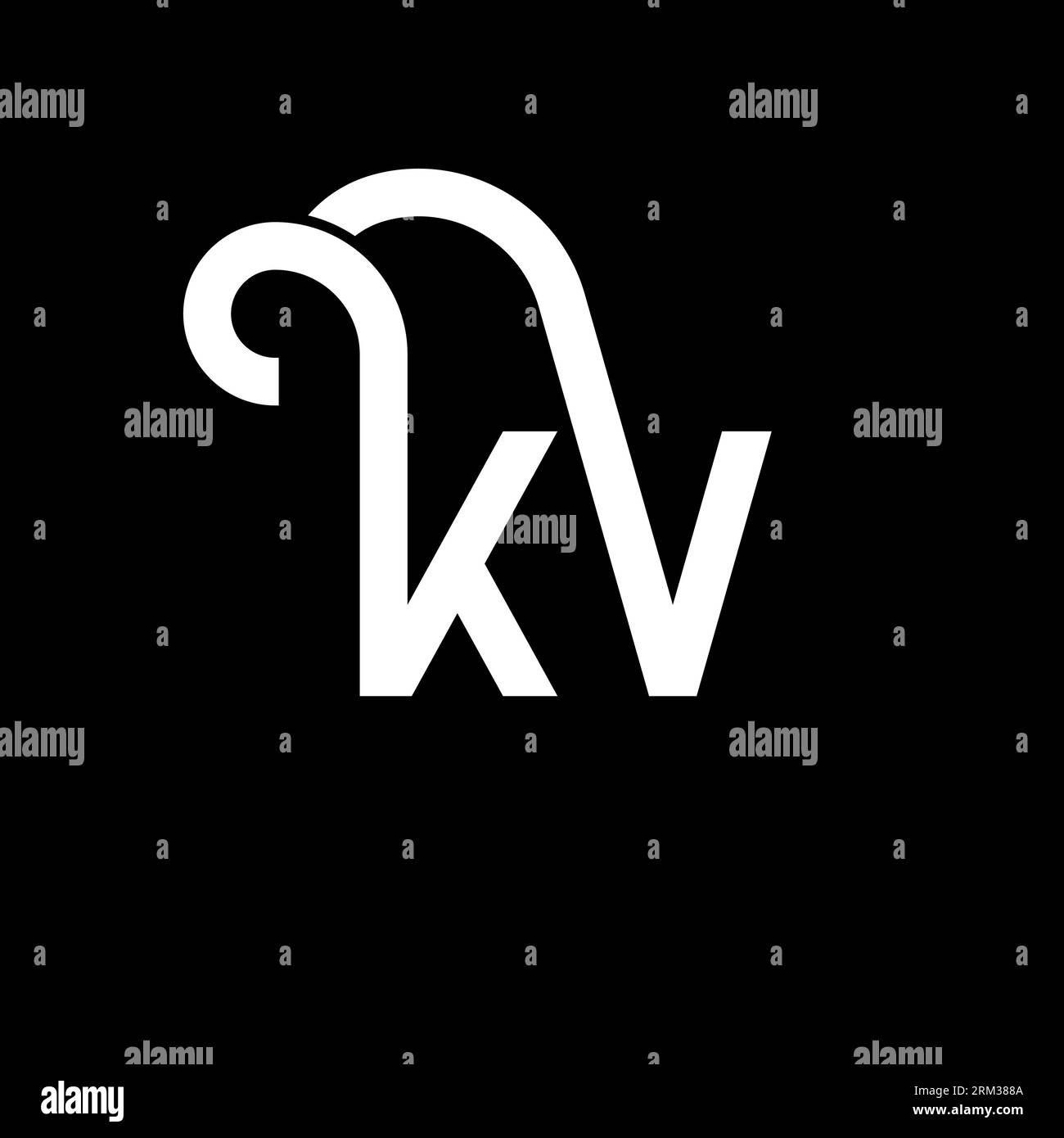 KV letter logo design on black background. KV creative initials letter ...