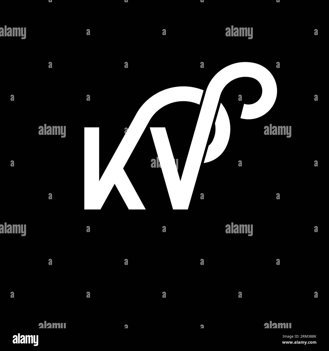 KV letter logo design on black background. KV creative initials letter ...