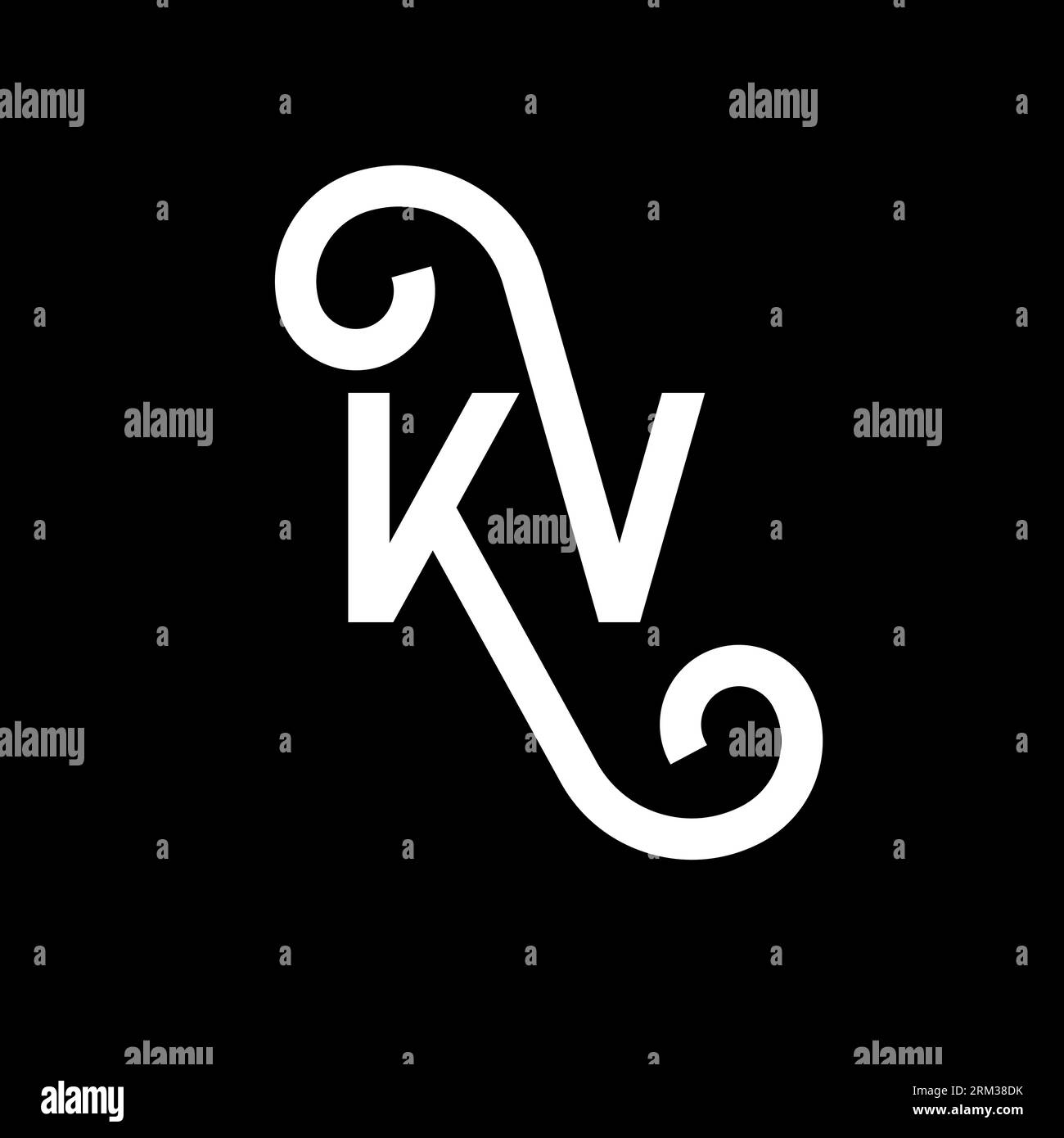 KV letter logo design on black background. KV creative initials letter ...