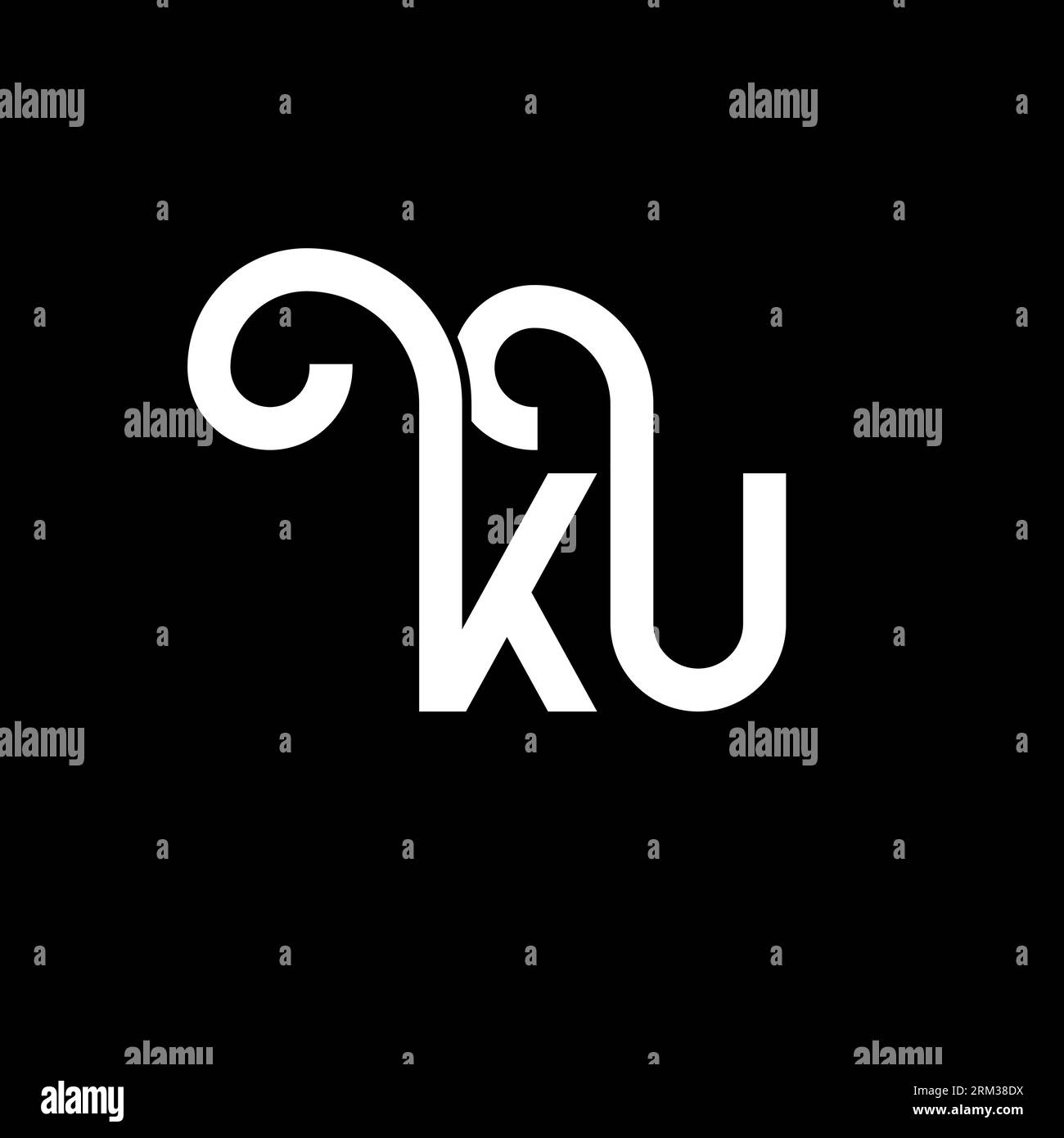 KU letter logo design on black background. KU creative initials letter ...