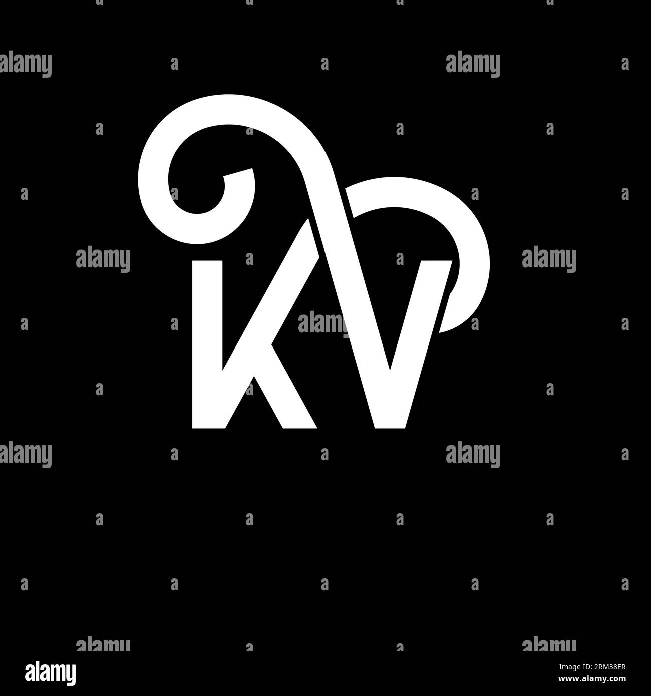 KV letter logo design on black background. KV creative initials letter ...