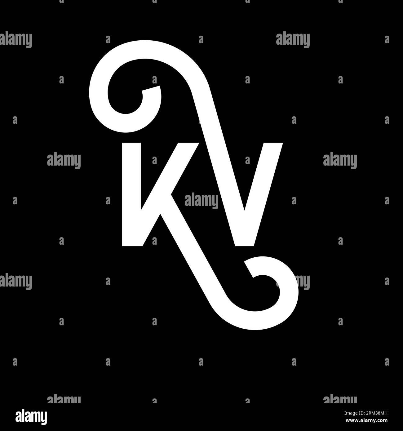 KV letter logo design on black background. KV creative initials letter ...