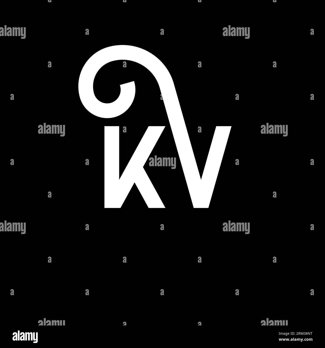 KV letter logo design on black background. KV creative initials letter ...