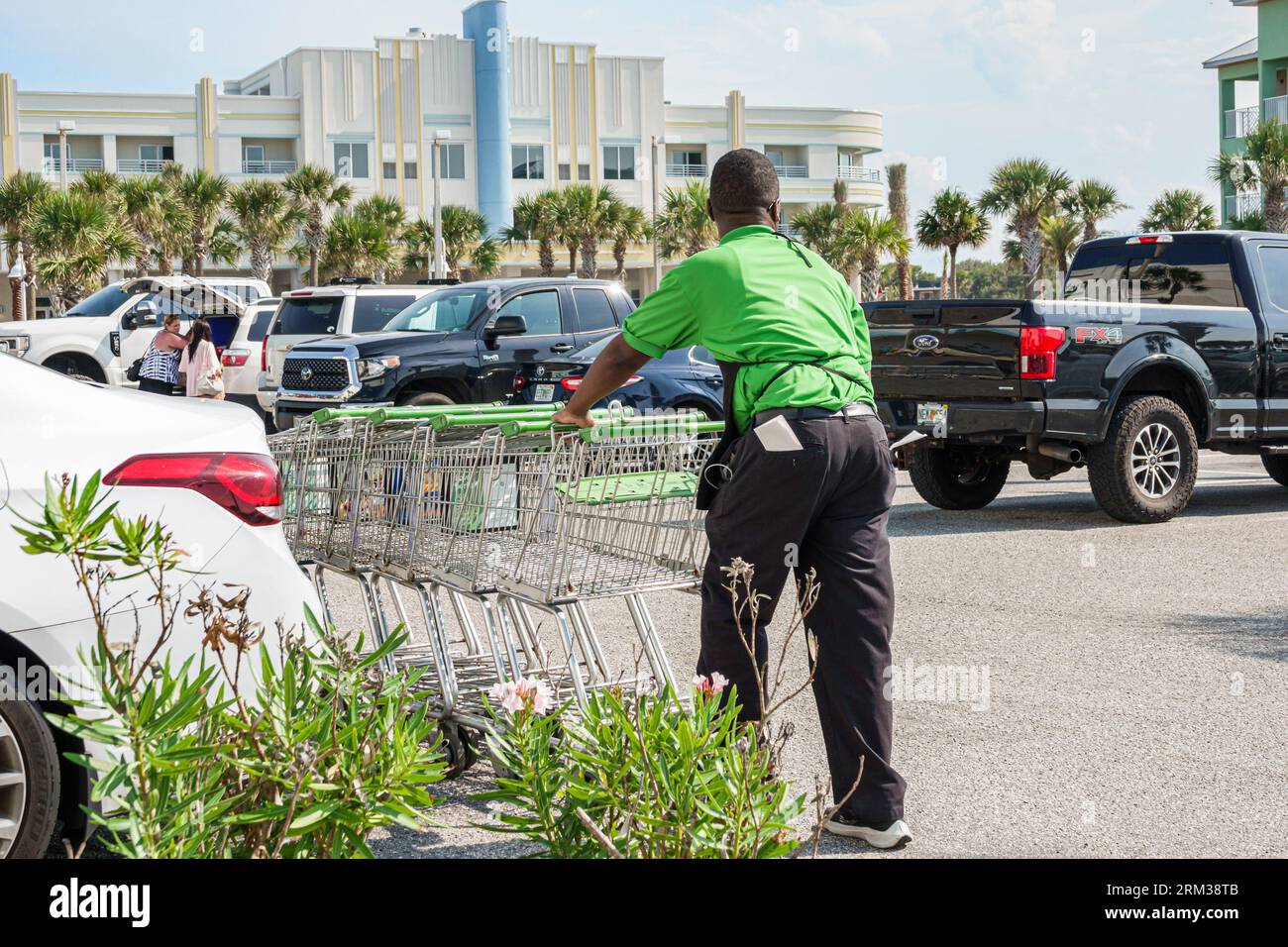 Vilano Beach Florida,pushing shopping carts,Black African,ethnic ...