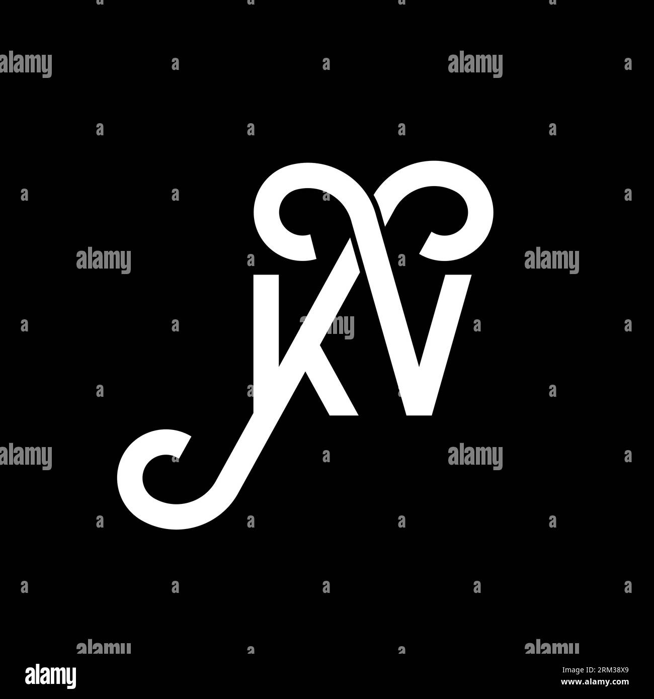 KV letter logo design on black background. KV creative initials letter ...
