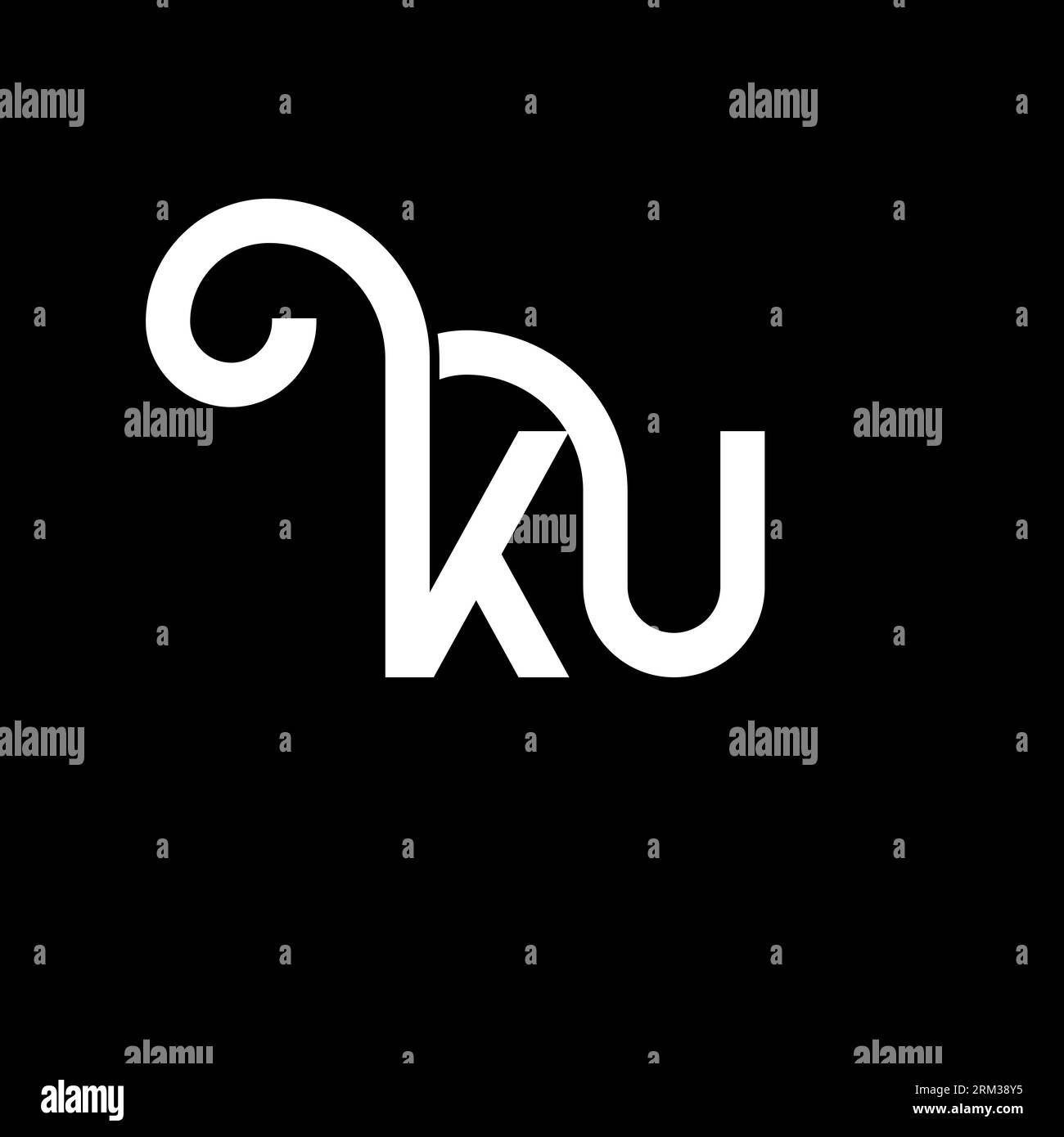 KU letter logo design on black background. KU creative initials letter ...