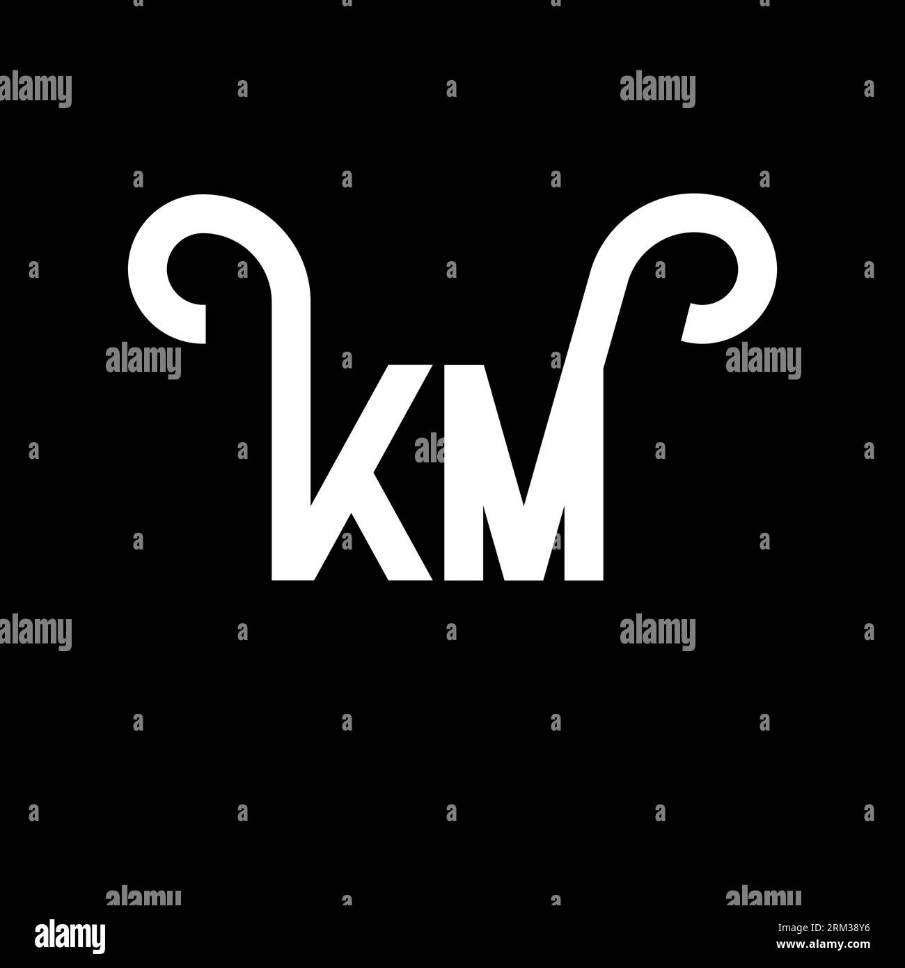 KM letter logo design on black background. KM creative initials letter ...