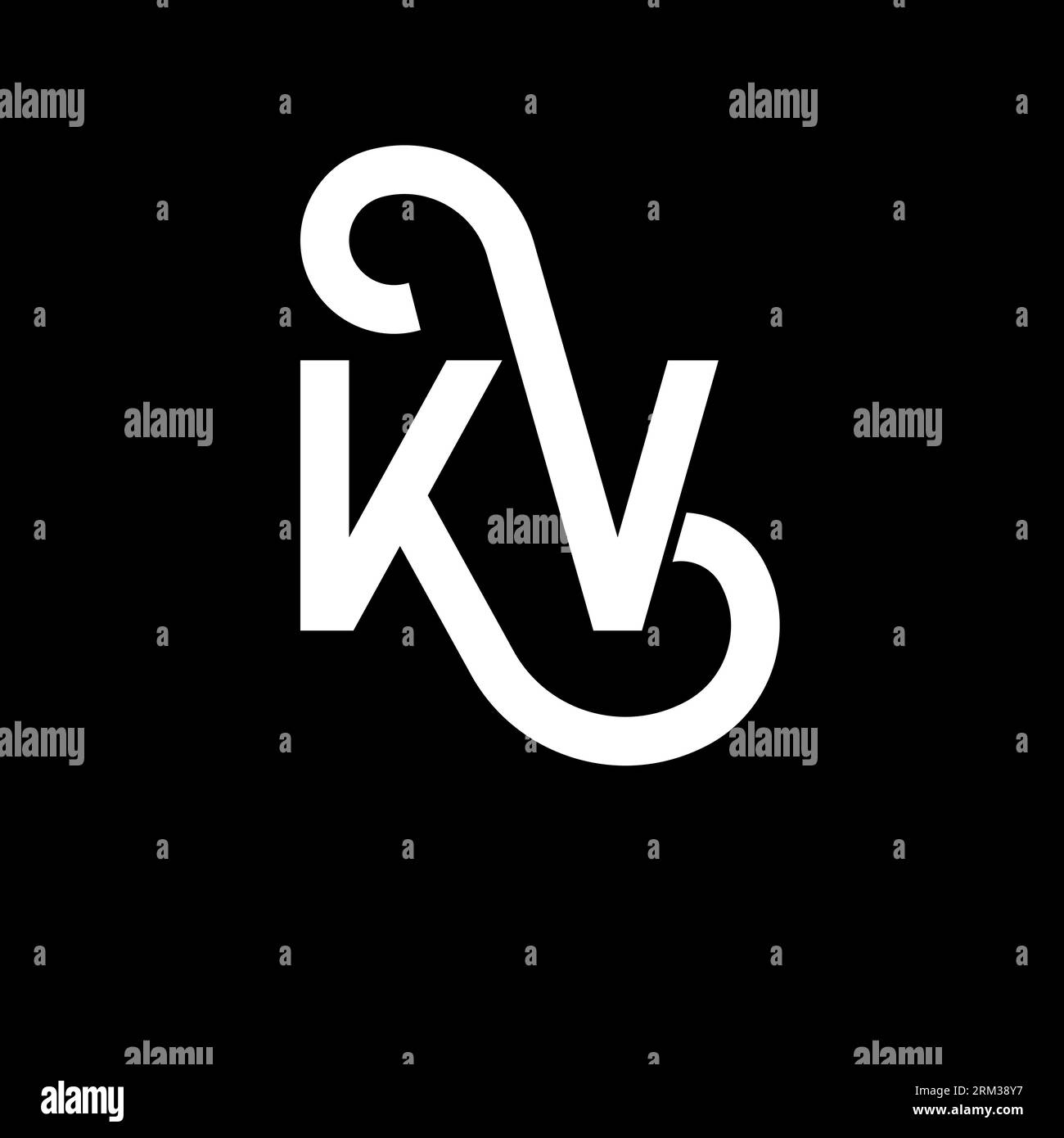 KV letter logo design on black background. KV creative initials letter ...