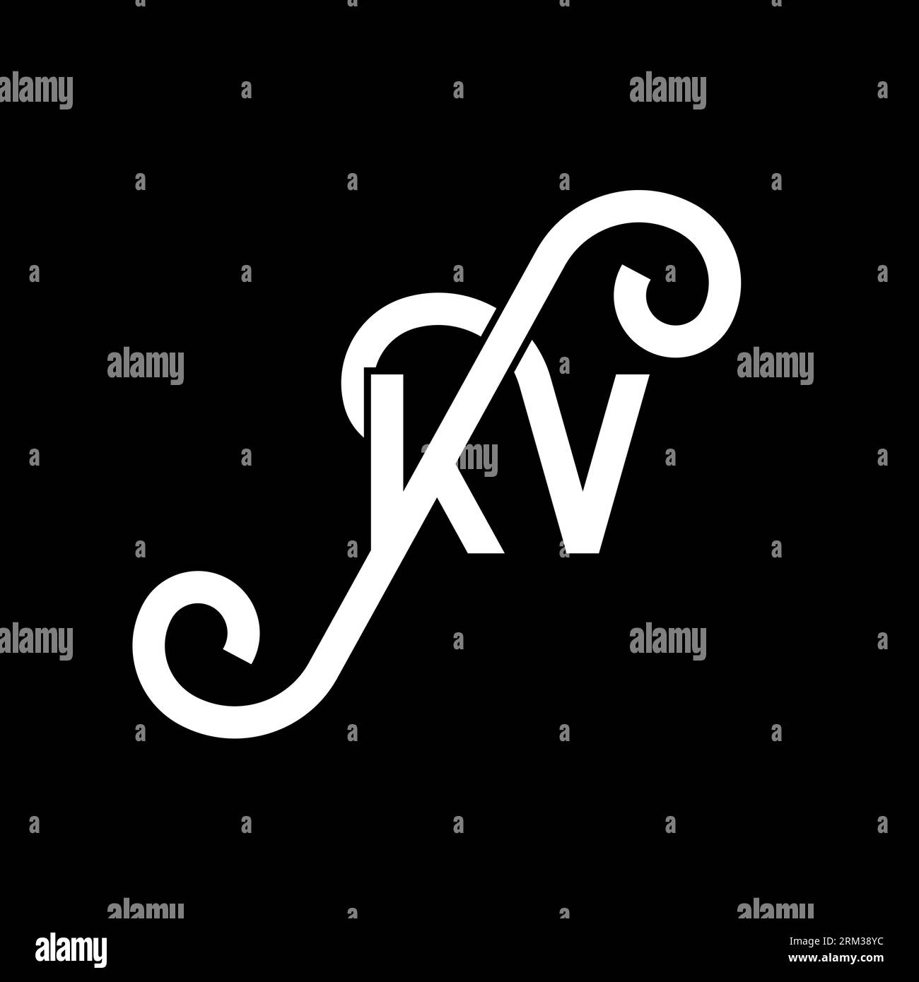 KV letter logo design on black background. KV creative initials letter ...