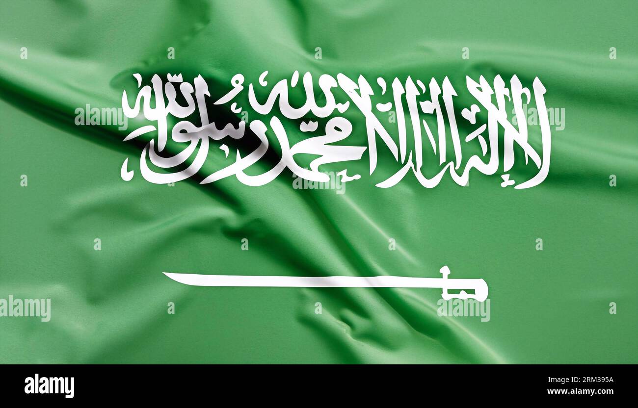Flag of Saudi Arabia on textured fabric. Patriotic symbol Stock Photo ...
