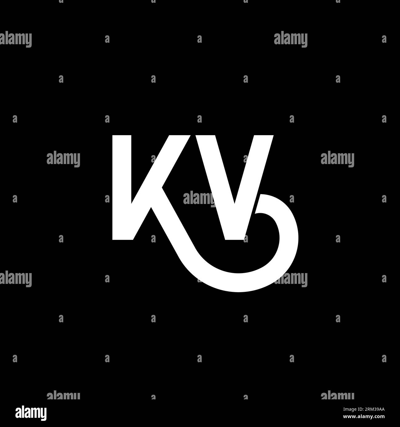 KV letter logo design on black background. KV creative initials letter ...