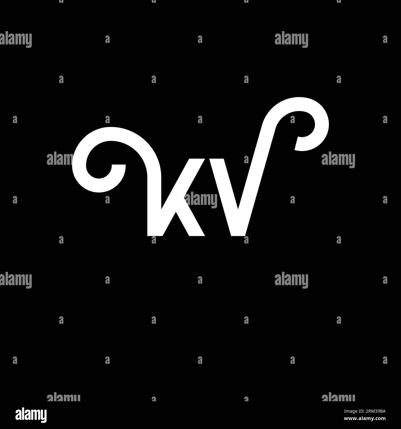 KV letter logo design on black background. KV creative initials letter ...