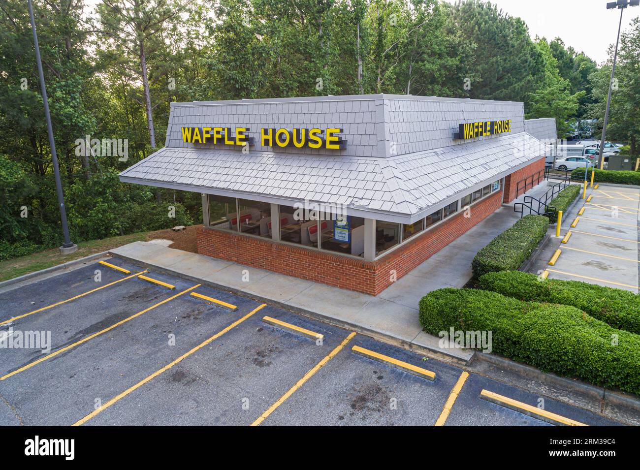 Alpharetta Atlanta Georgia,Waffle House restaurant,aerial overhead from ...