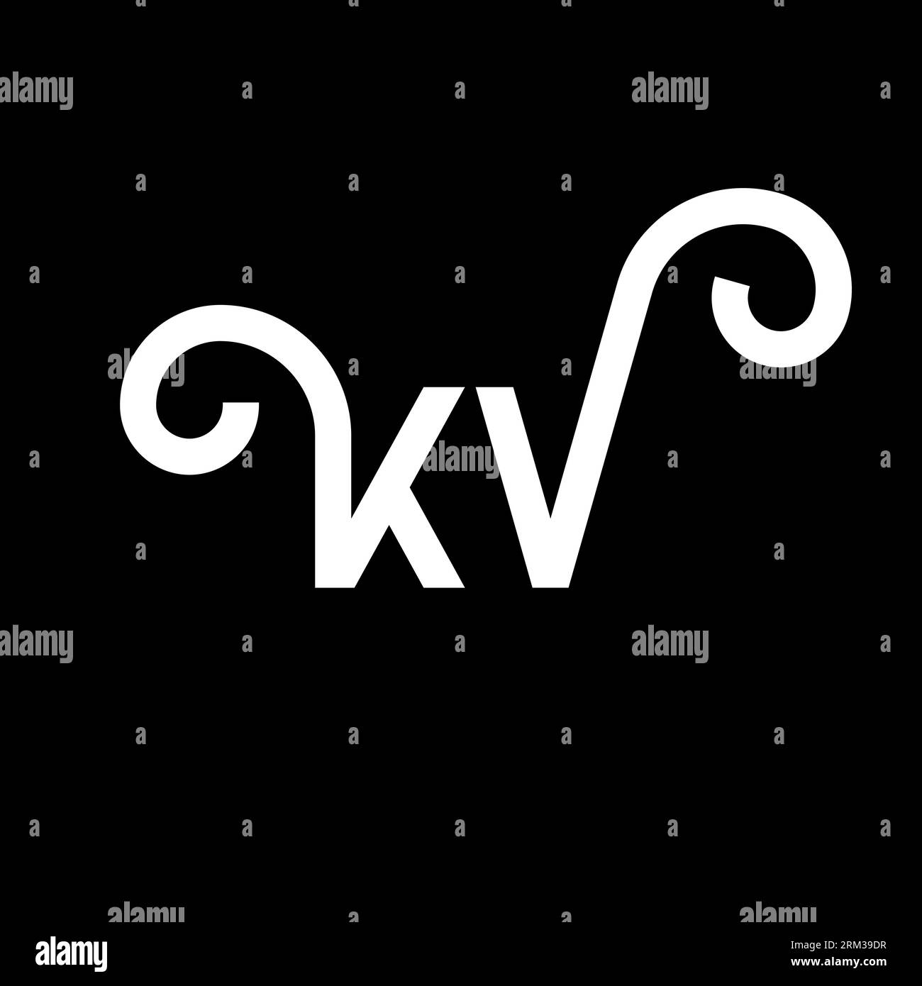 KV letter logo design on black background. KV creative initials letter ...